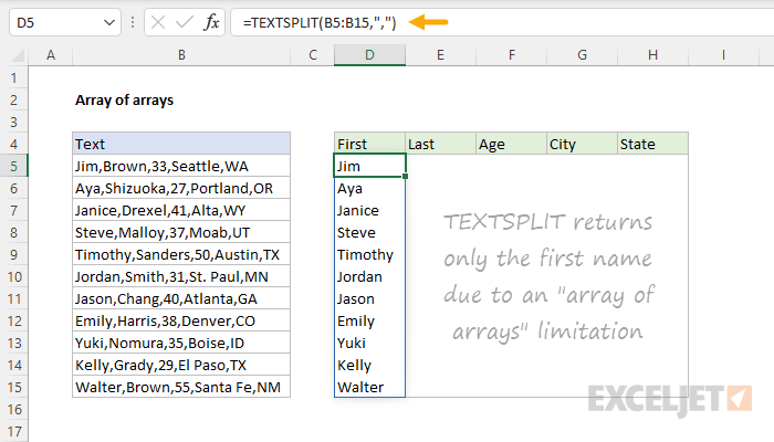 Excel Array Of Arrays Exceljet 